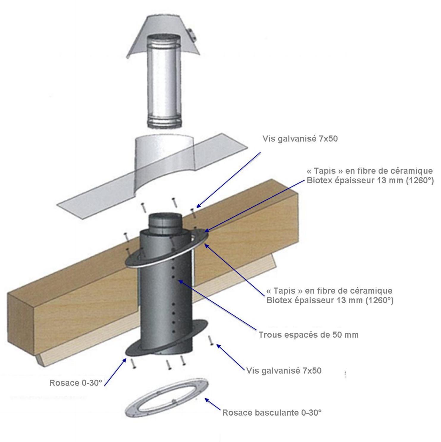Traversé isolé pour toiture en bois Ø 180mm - Réf. - CONDUITS DE FUMÉE ... Traversé isolé pour toiture en bois Ø 180mm - Réf. - CONDUITS DE FUMÉE ...